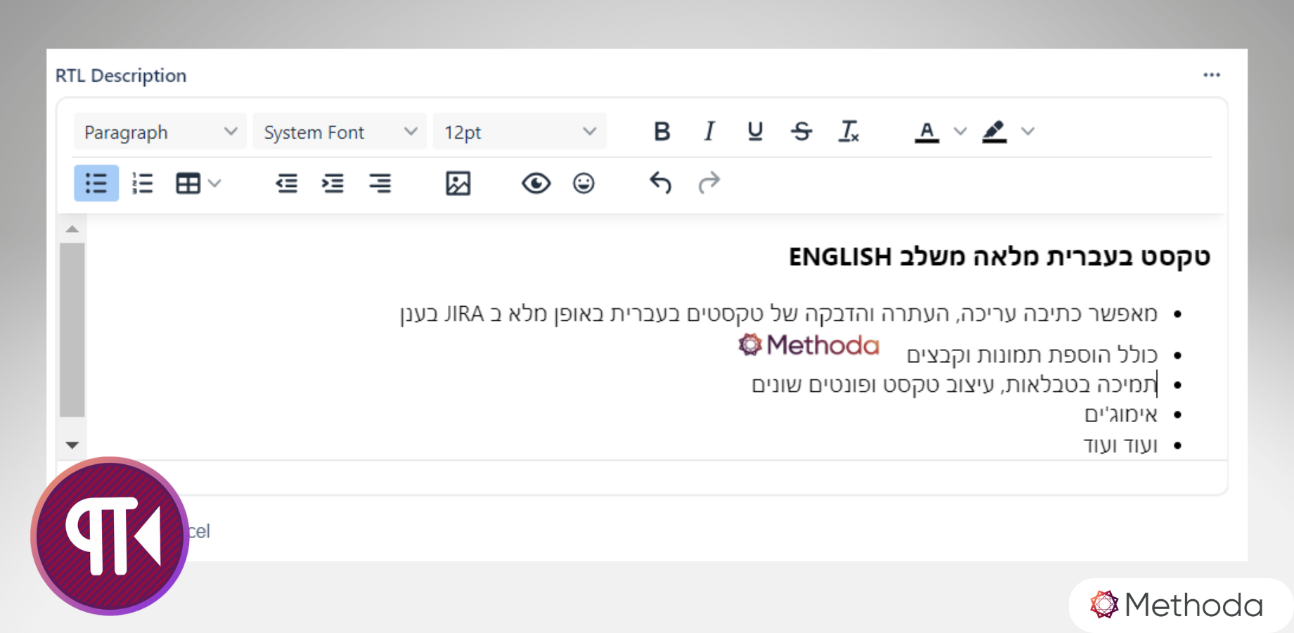 RTL for Jira Cloud - Methoda
