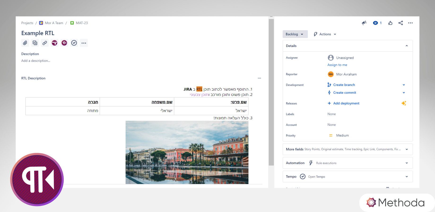 RTL for Jira Cloud - Methoda RTL for Jira Cloud - Methoda